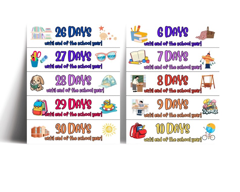 Last Day of School Countdown Chain Printable | End of School Year ...