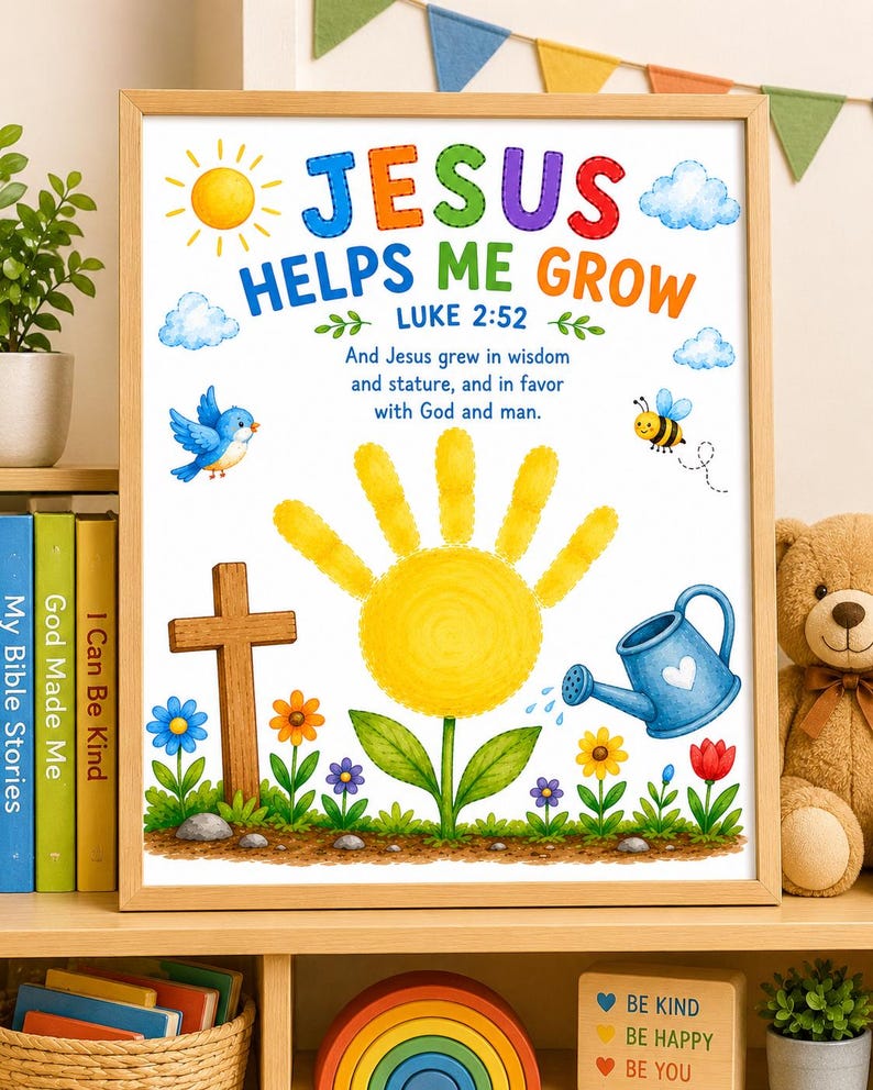 Manualidad con huellas de manos "Jesús me ayuda a crecer" (PDF ...