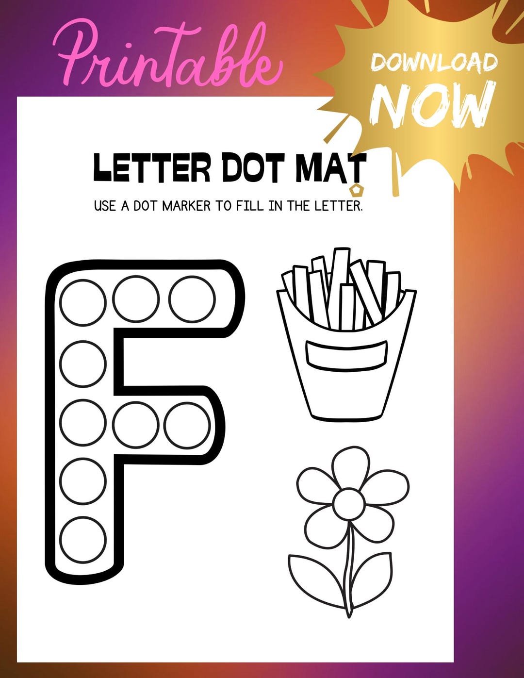 Letter F Dot Marker Page Printable | Learn the Letter F Activity ...