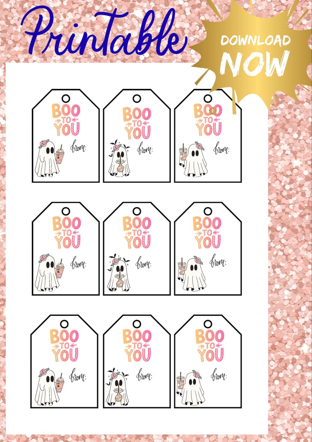 Printable Halloween Gift Tags Boo to You Party Favor Tags for Treat ...