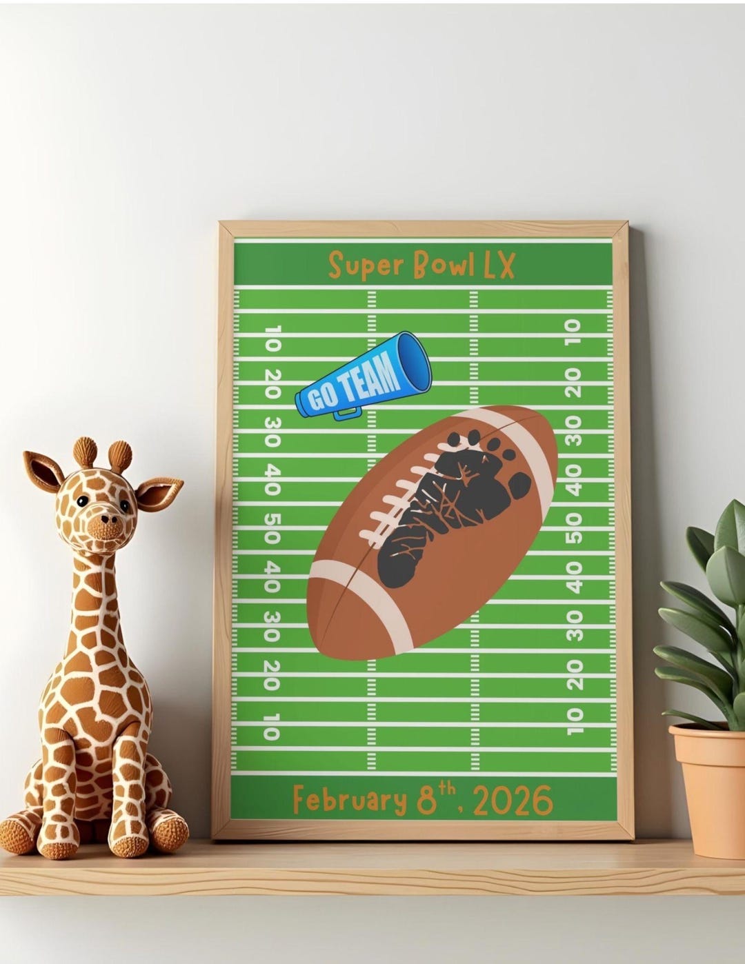 2026 the Big Game Footprint Craft Toddler Preschool Football Keepsake ...