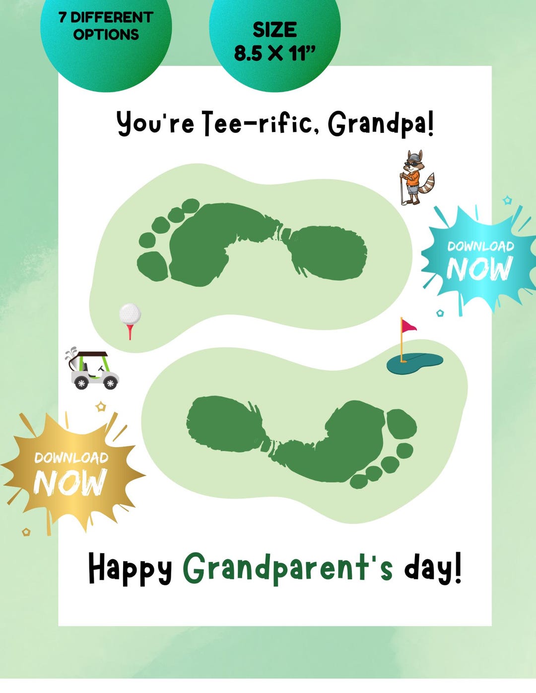 Grandparents Day Handprint Golf Printable Craft Grandparents Gift ...