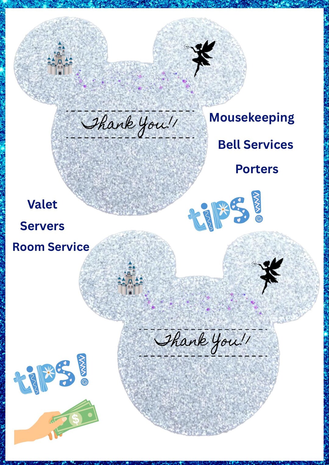 Disney Thank You Money Holder Printable Tip Holder Mousekeeping Valet ...