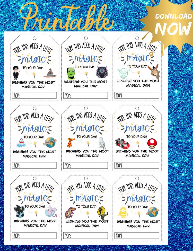 Universal Studios Gift Tags Printable Thank You Tip Tags Housekeeping ...