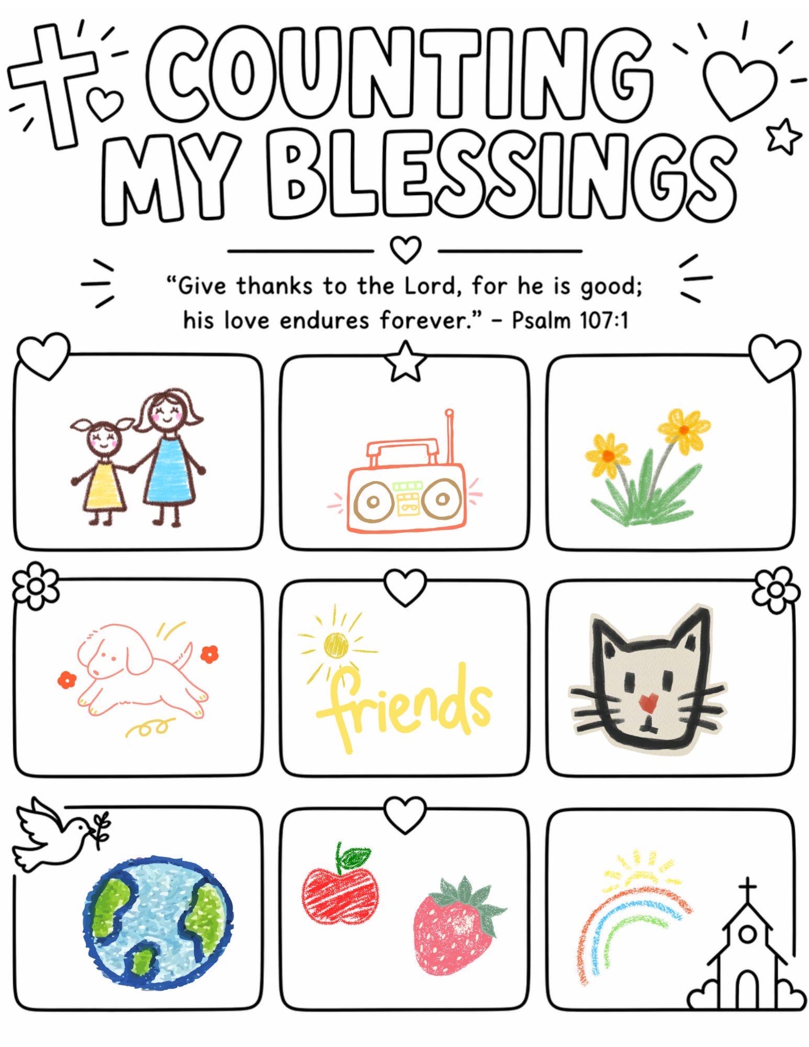 Counting My Blessings Printable Worksheet Christian Classroom Activity ...