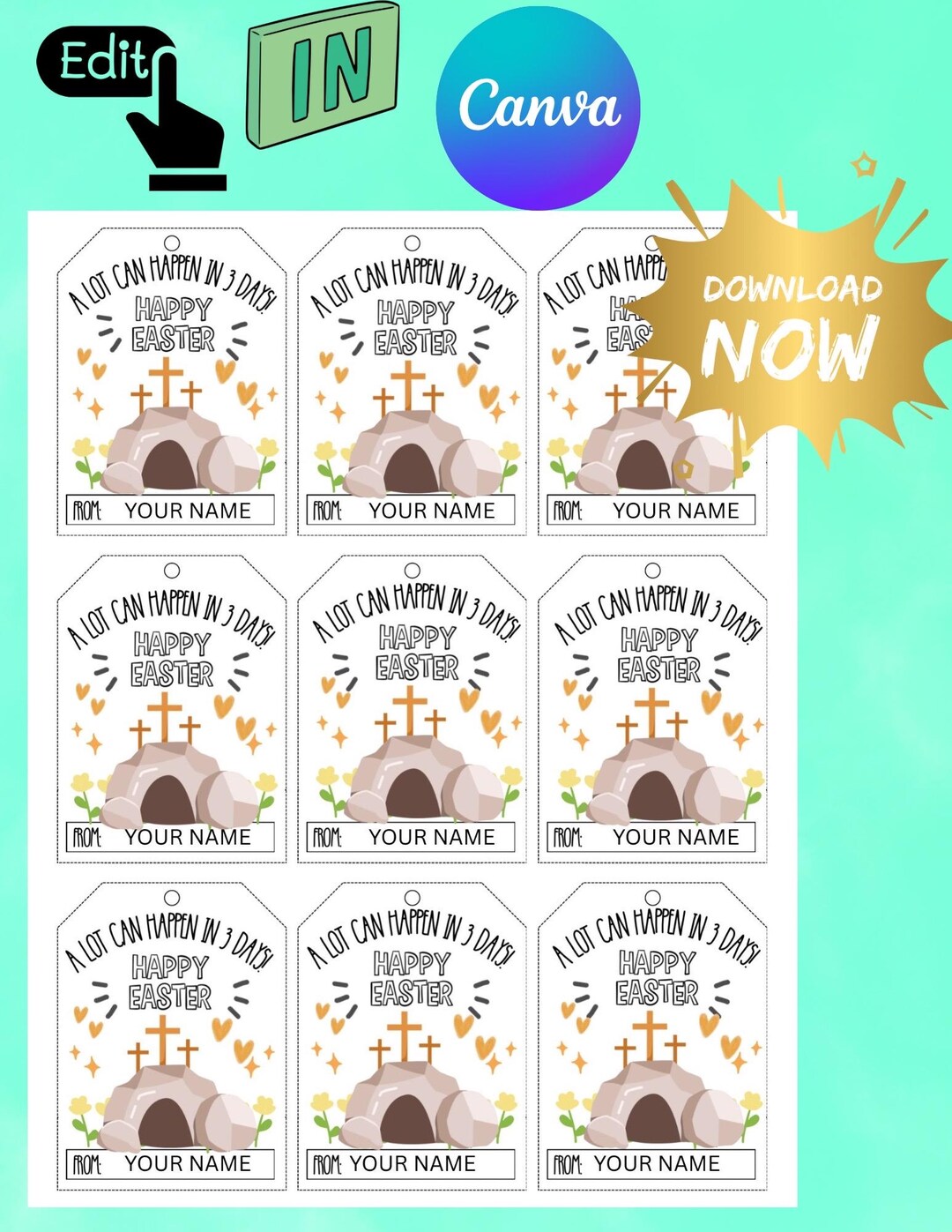Editable Christian Easter Gift Tags Canva Template A Lot Can Happen in ...