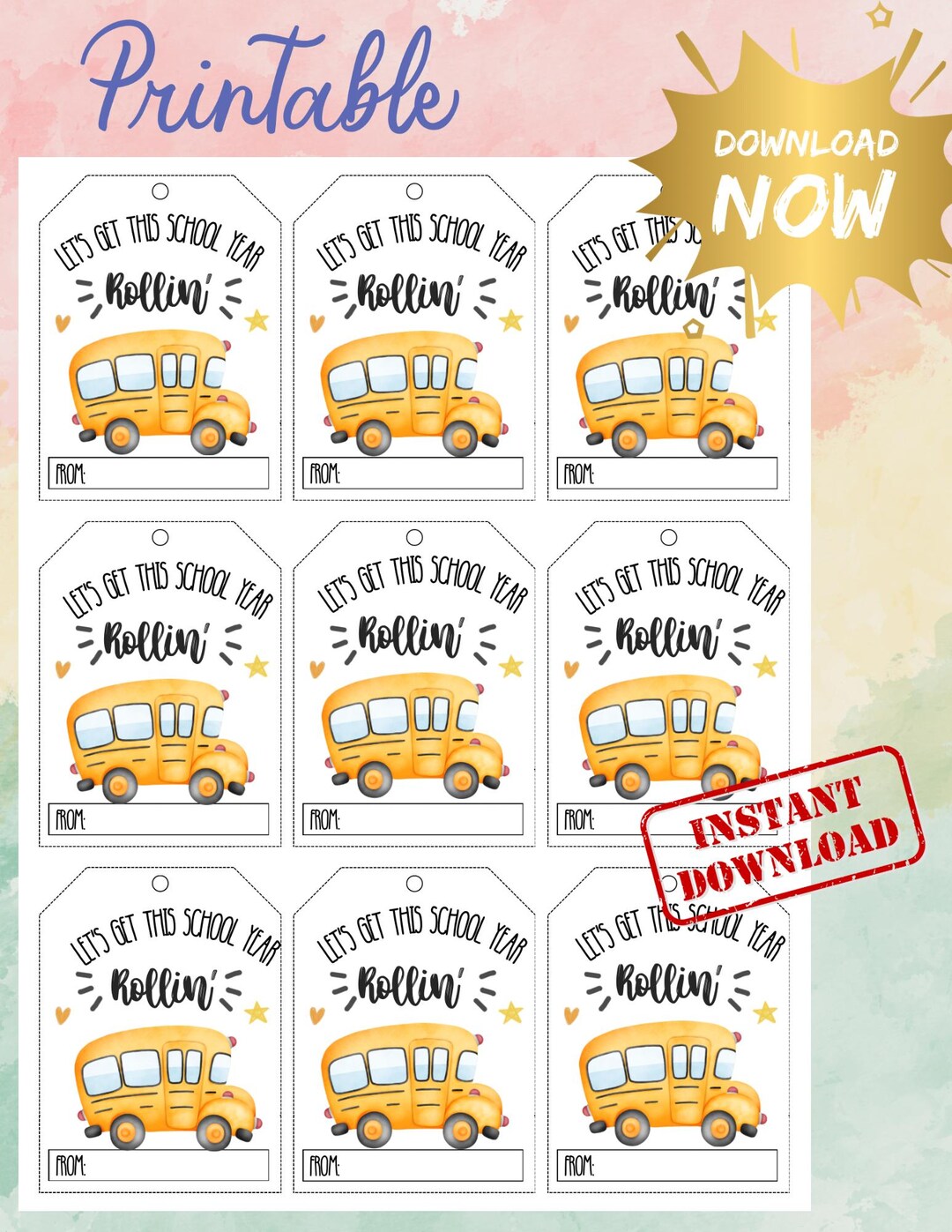 School Bus Gift Tag: Funny Back to School Treat (printable PDF) - Etsy