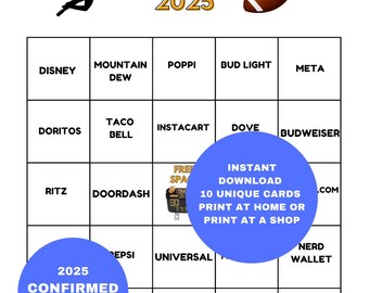 Super Bowl Commercial Bingo - Etsy