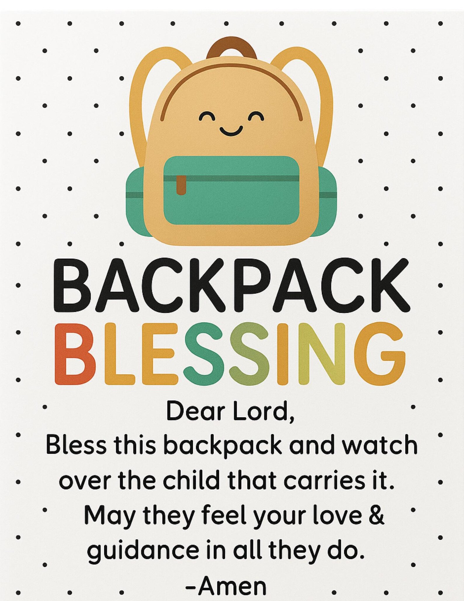Backpack Blessing Cards: Christian Prayer Gift Tags (8.5x11 PDF Printable - Etsy