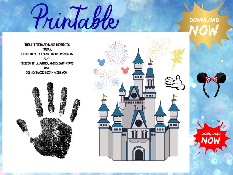 Disney World Handprint Craft Magic Kingdom Keepsake Printable First ...