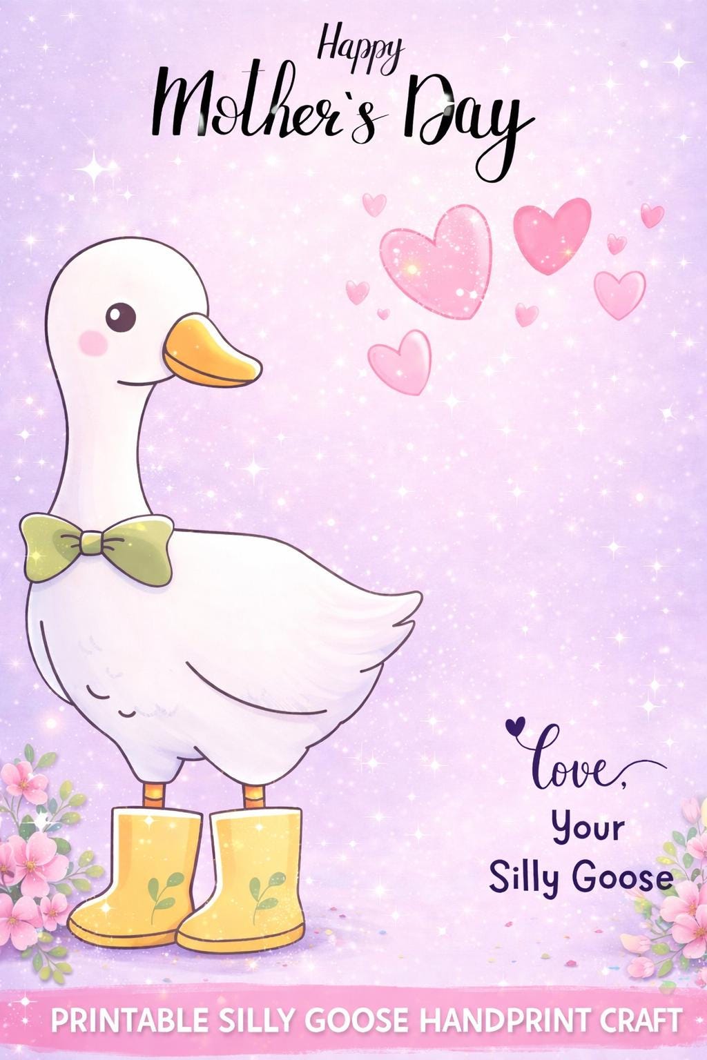 Mother’s Day Goose Handprint Craft Printable Silly Goose Keepsake Baby ...