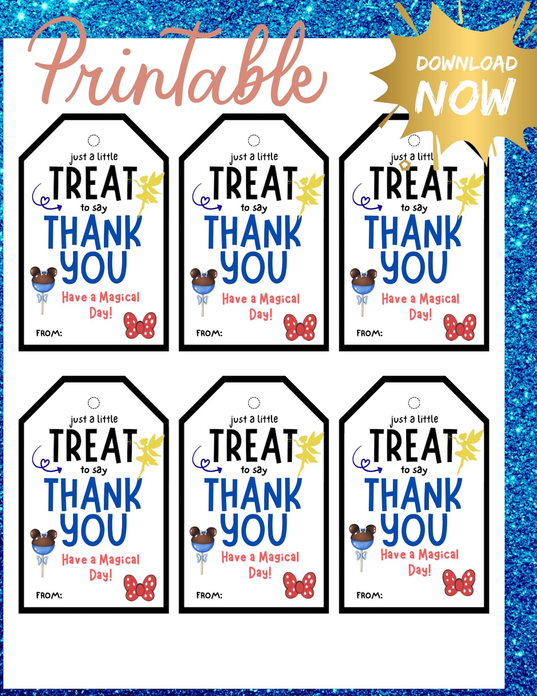 Disney Cast Member Appreciation Gift Tags Printable Thank You Tags for ...
