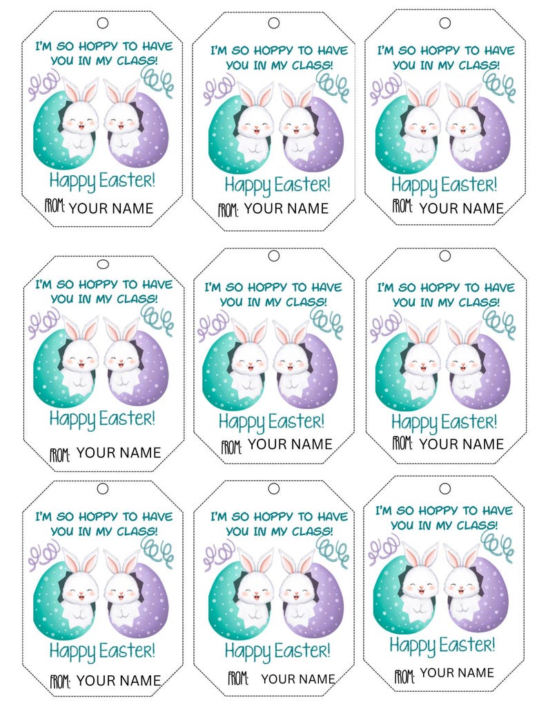 Editable Easter Gift Tags Canva + Printable Version Bunny Classroom ...