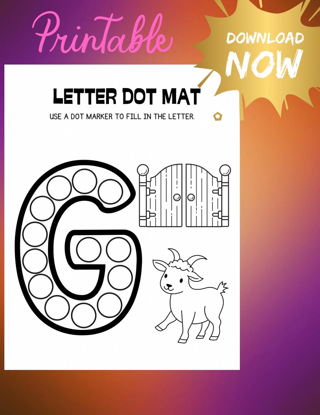 Letter G Dot Marker Page Printable | Learn the Letter G Activity ...