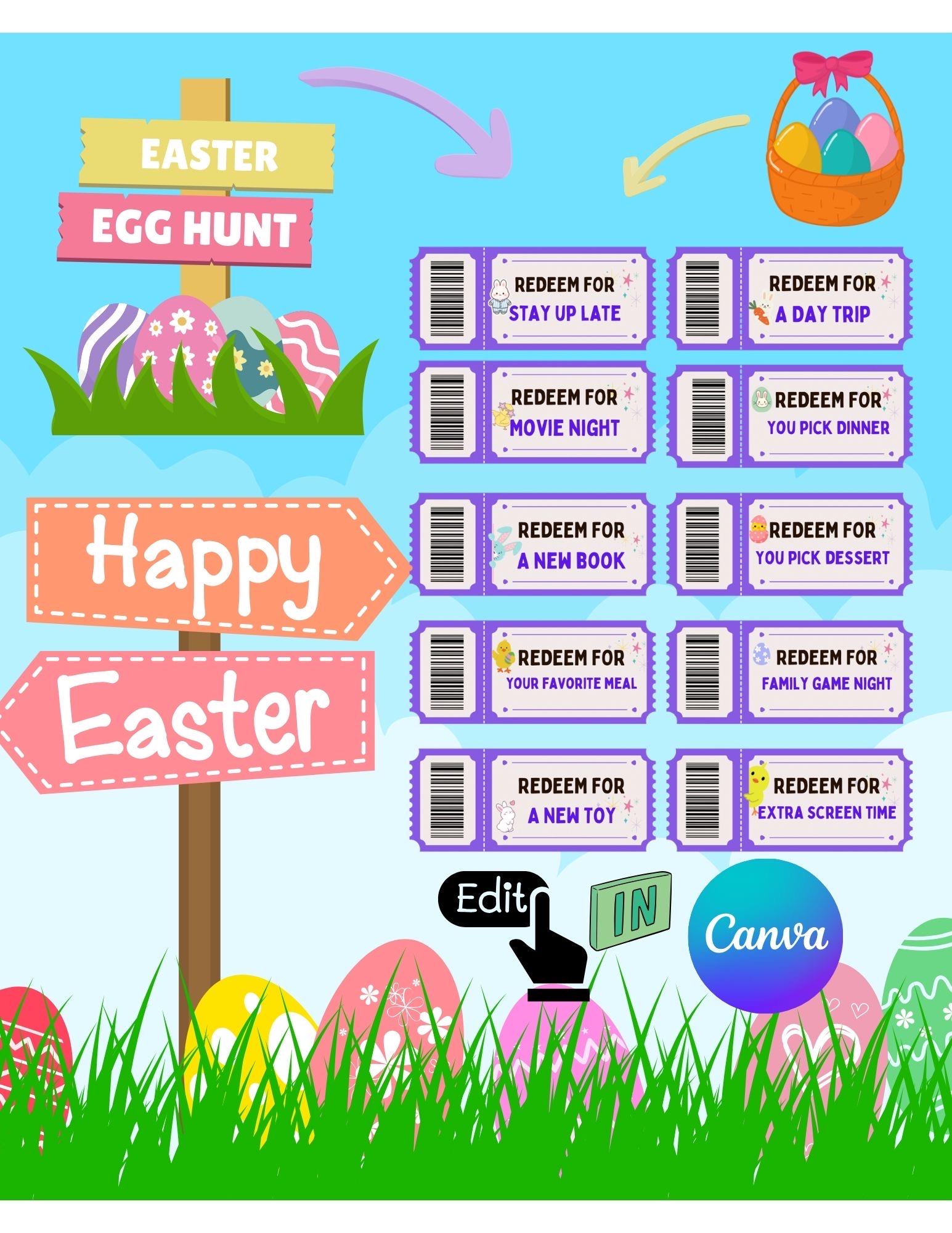Editable Easter Egg Coupons Printable | Easter Basket Fillers Kids ...