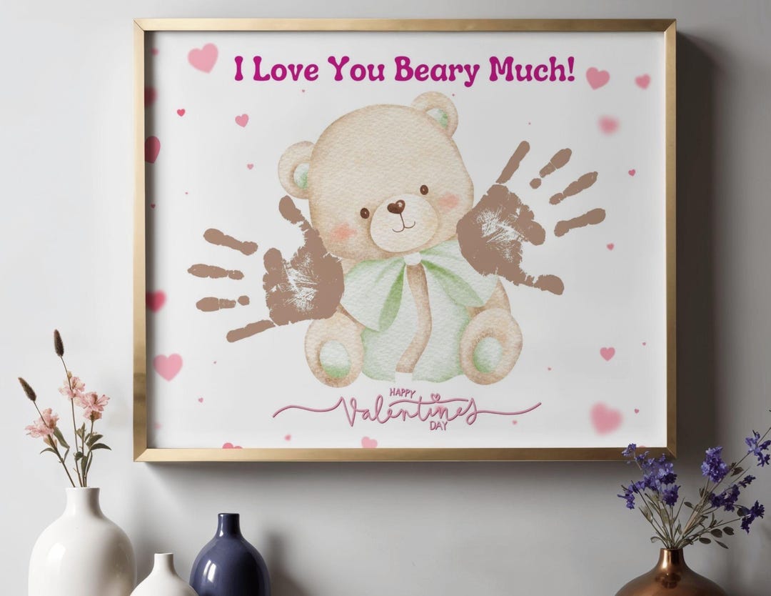 Teddy Bear Valentine Handprint Craft Toddlers Preschool Valentine's Day ...