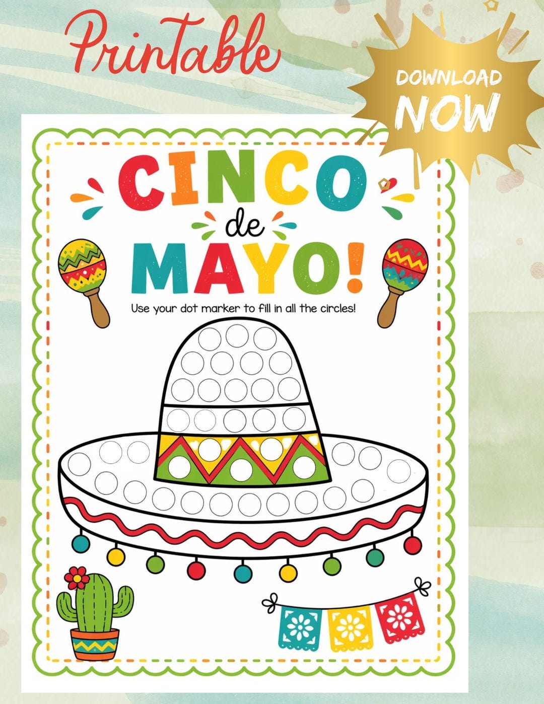 Cinco De Mayo Dot Marker Printable Toddler Preschool Activity Mexican ...
