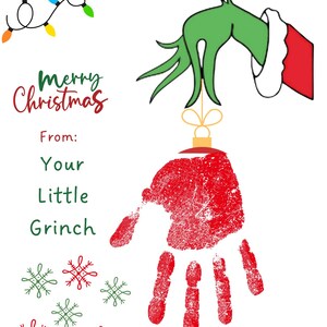 Little Grinch Handprint Craft Christmas Keepsake Printable Toddler ...