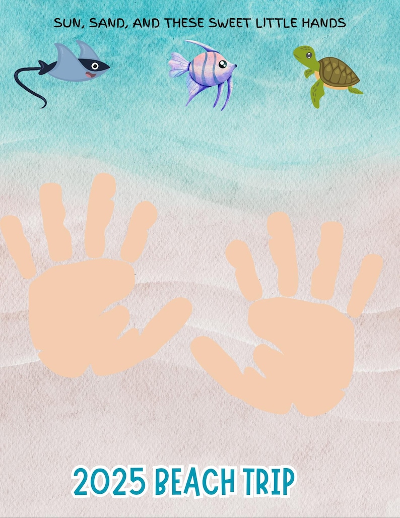 Beach Handprint Craft Printable Summer Vacation Keepsake for Kids ...