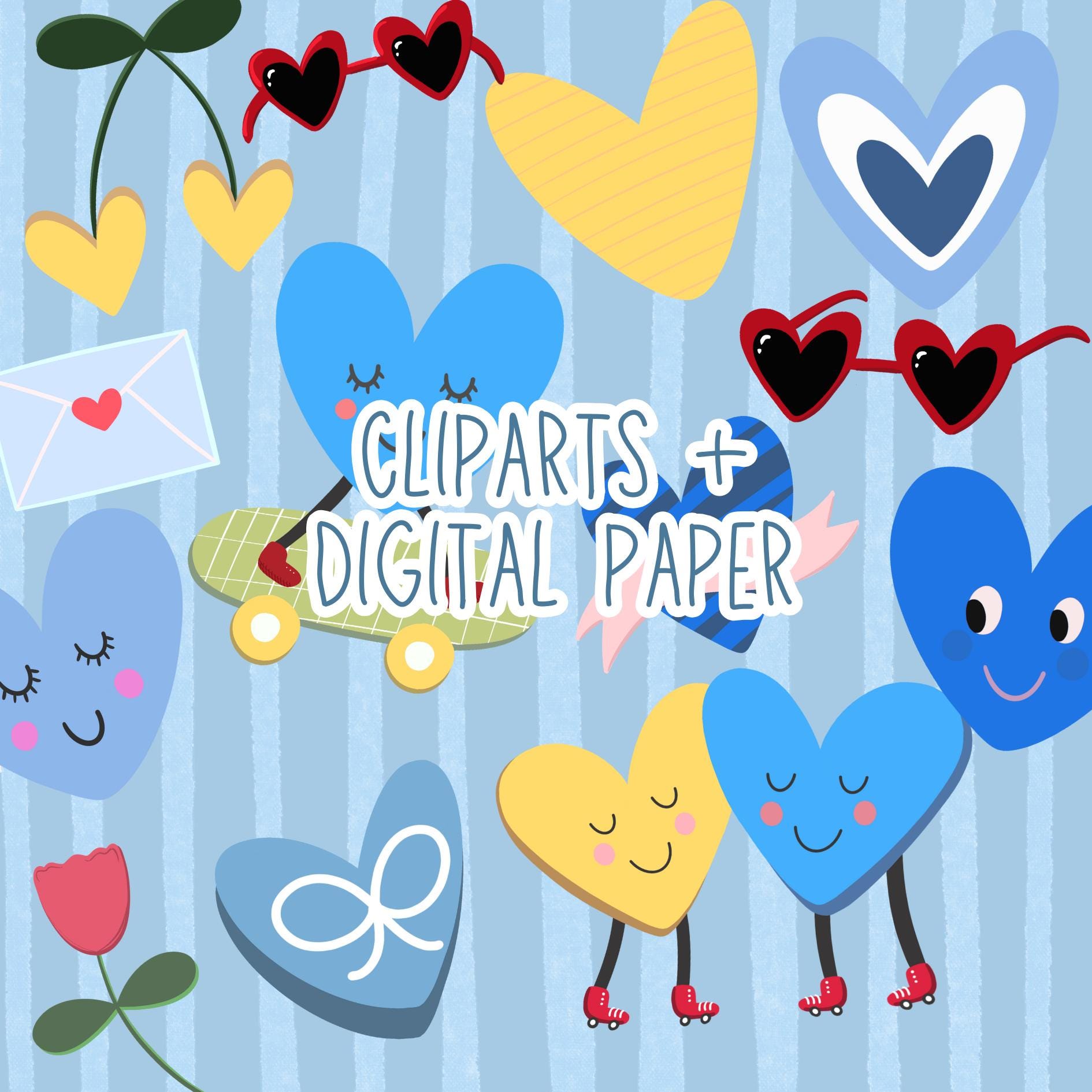 Sweet Valentine Clipart+ Digital Paper - Etsy