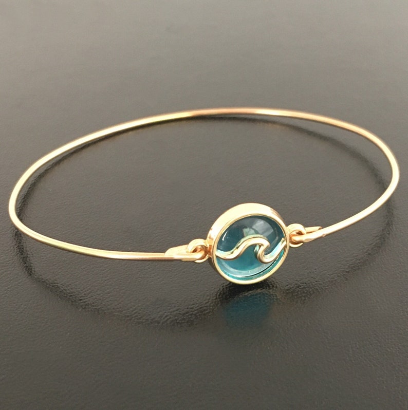 Sea Wave Bracelet, Blue Bangle, Ocean Wave Jewelry Ocean Gift Beach ...