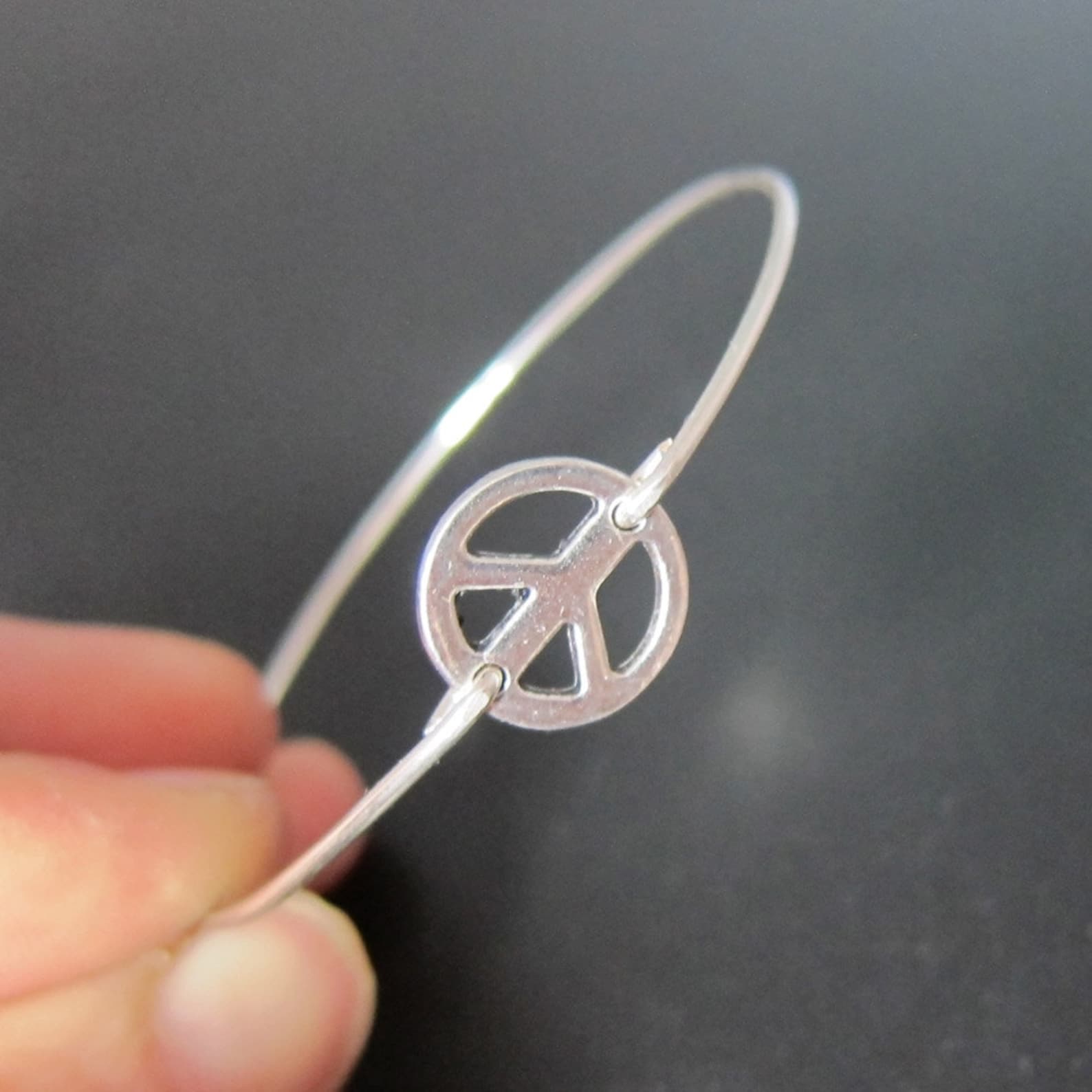 Peace Sign Bracelet Peace Bangle Bracelet Silver Tone Peace - Etsy