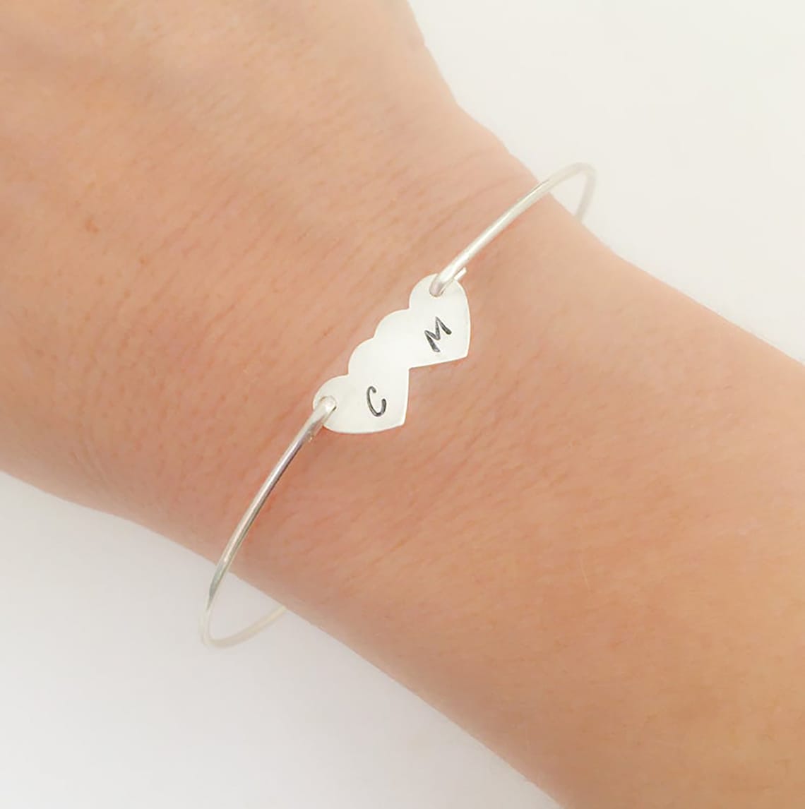 Double Heart Bracelet Couple Bracelet for Her Girlfriend | Etsy