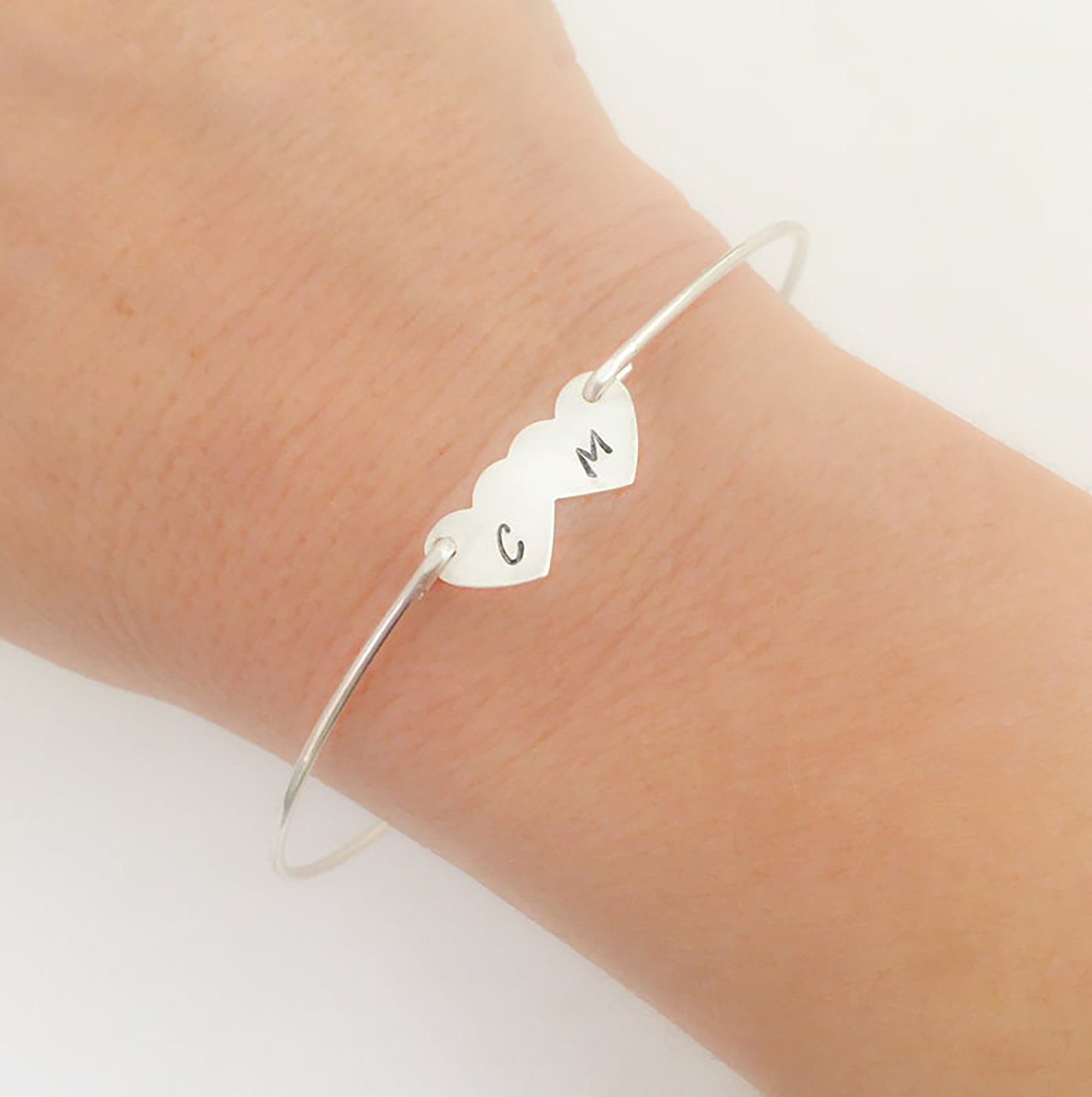 Double Heart Bracelet Couple Bracelet for Her Girlfriend | Etsy