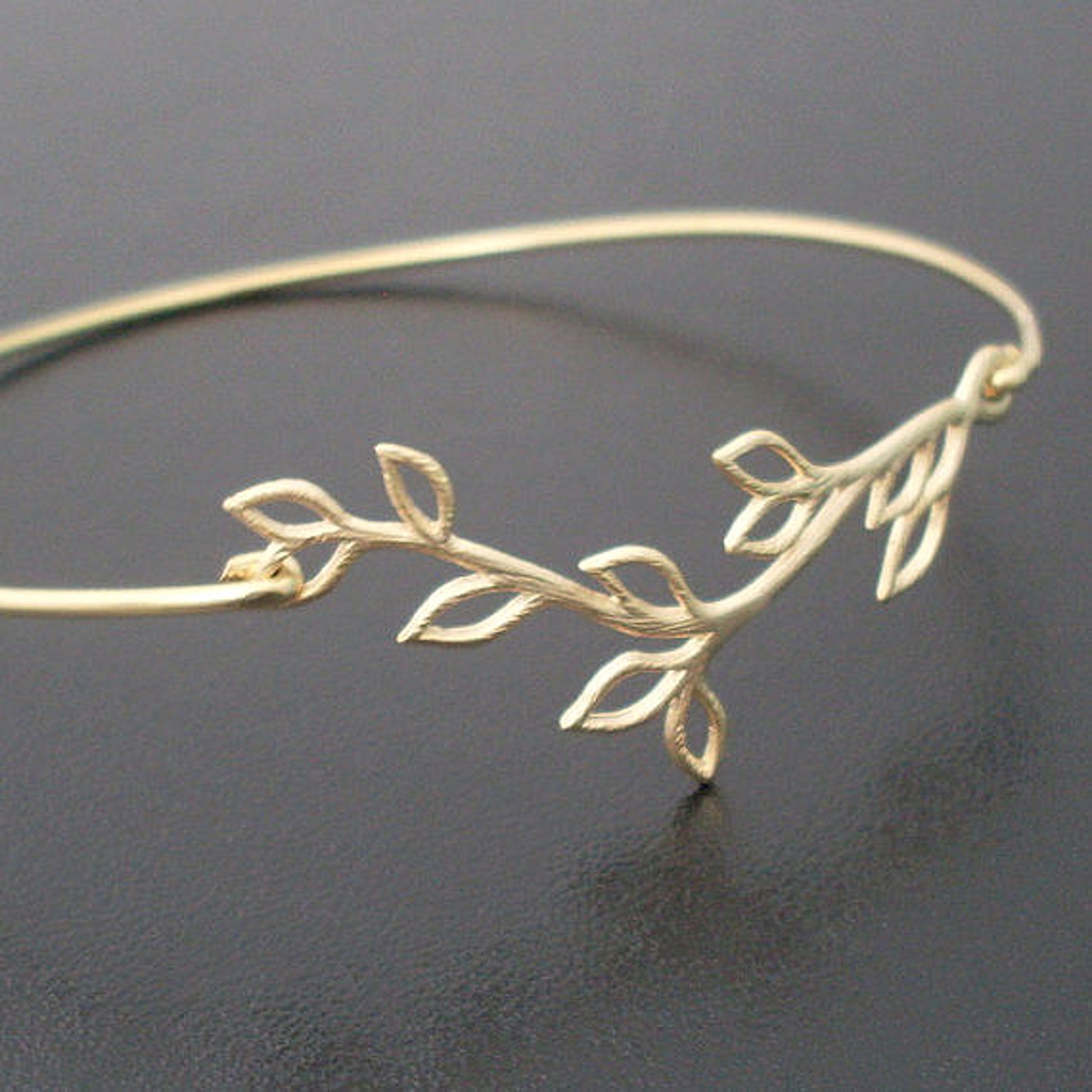 Olive Branch Bracelet, Gift for Bridesmaid Bracelet, Gold Plated Vine ...
