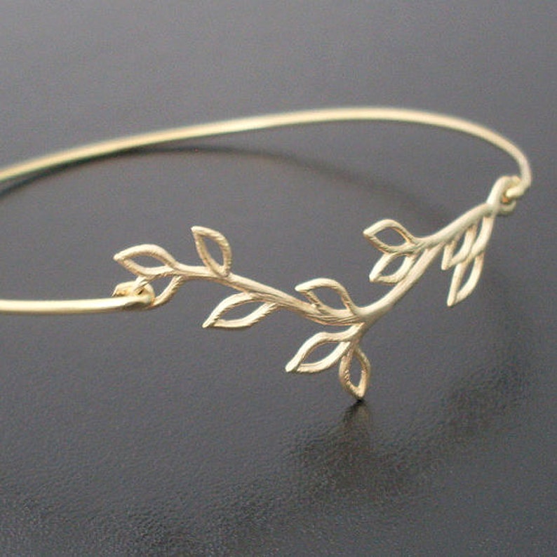 Olive Branch Bracelet, Gift for Bridesmaid Bracelet, Gold Plated Vine ...