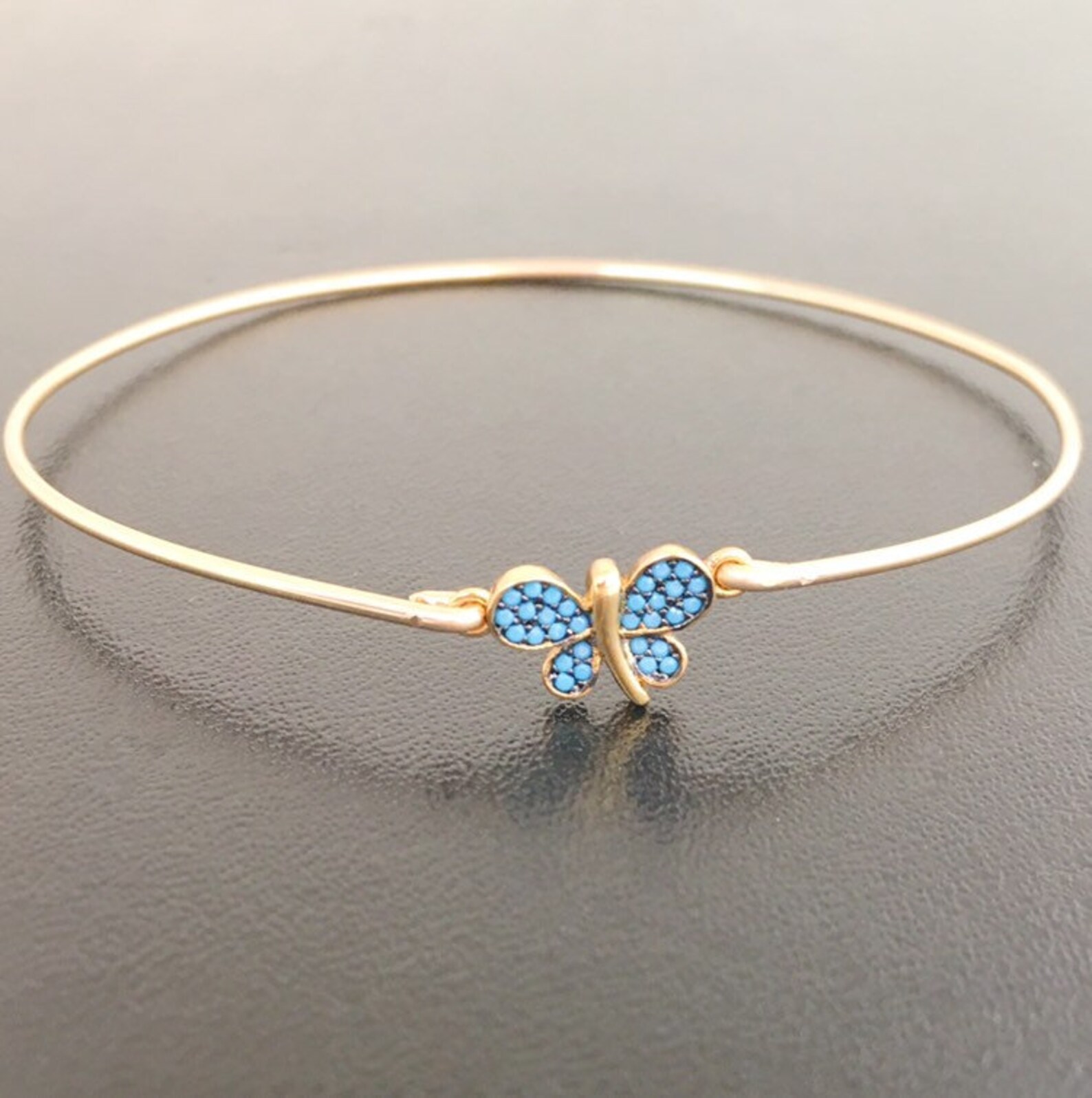 Butterfly Bracelet Blue Butterfly Jewelry Butterfly Bangle | Etsy