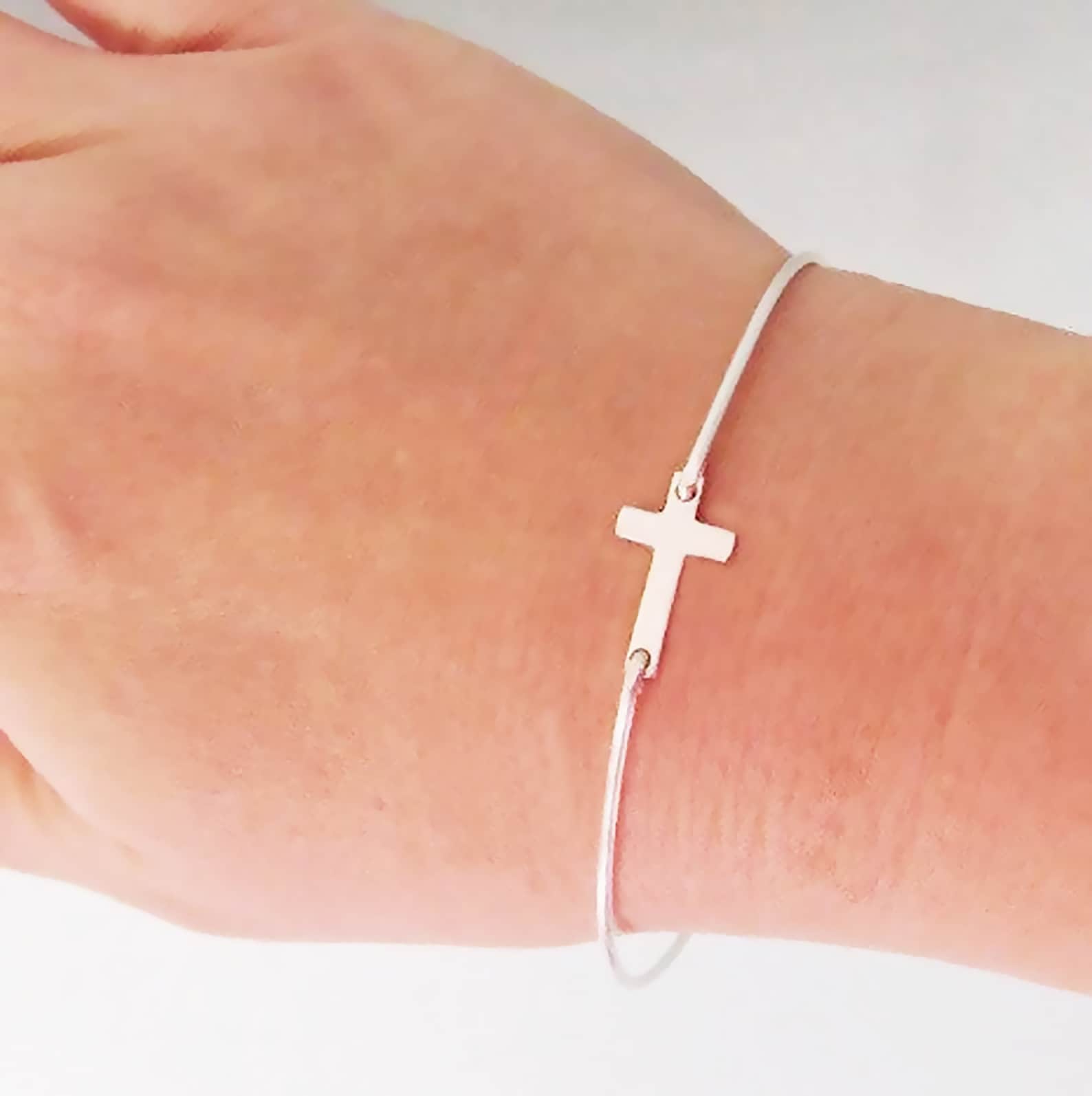 Sterling Silver Cross Bracelet Women Sideways Cross Bracelet - Etsy