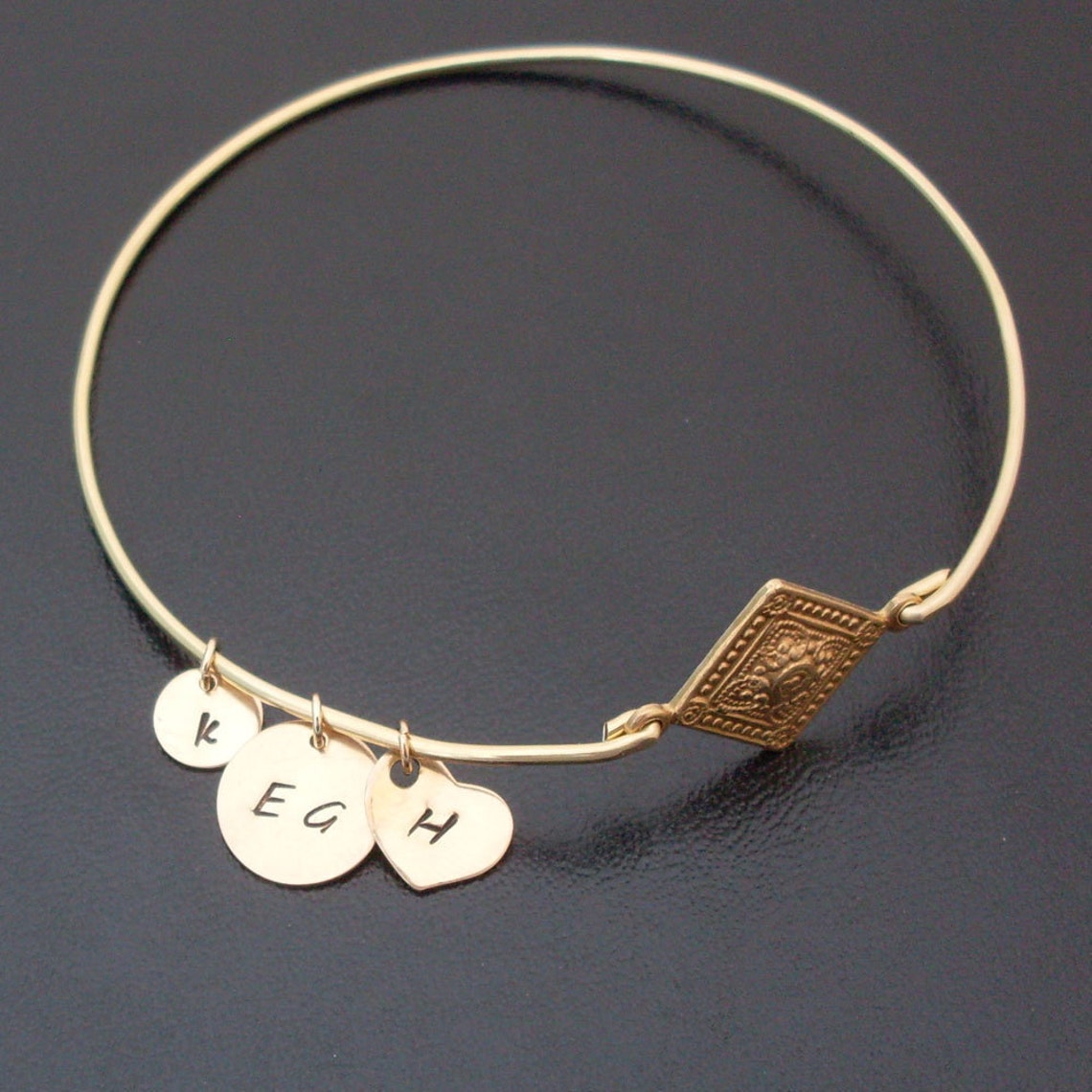 Add an Initial Charm to Any Bangle You Order From My Shop - Etsy