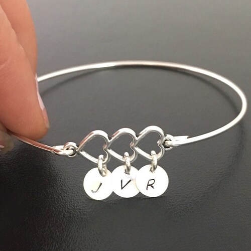 Three Hearts Bracelet 3 Hearts Mom of 3 Bracelet With Kids | Etsy