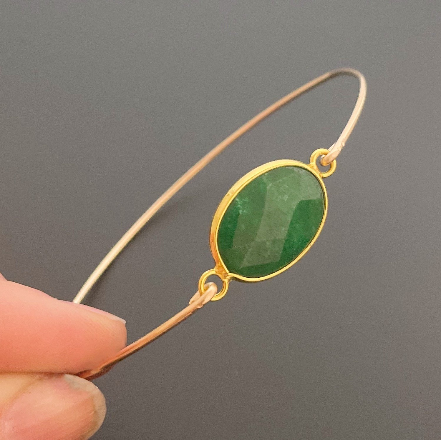 Emerald Bracelet Bangle 14k Gold Filled Emerald Bangle May Birthday ...