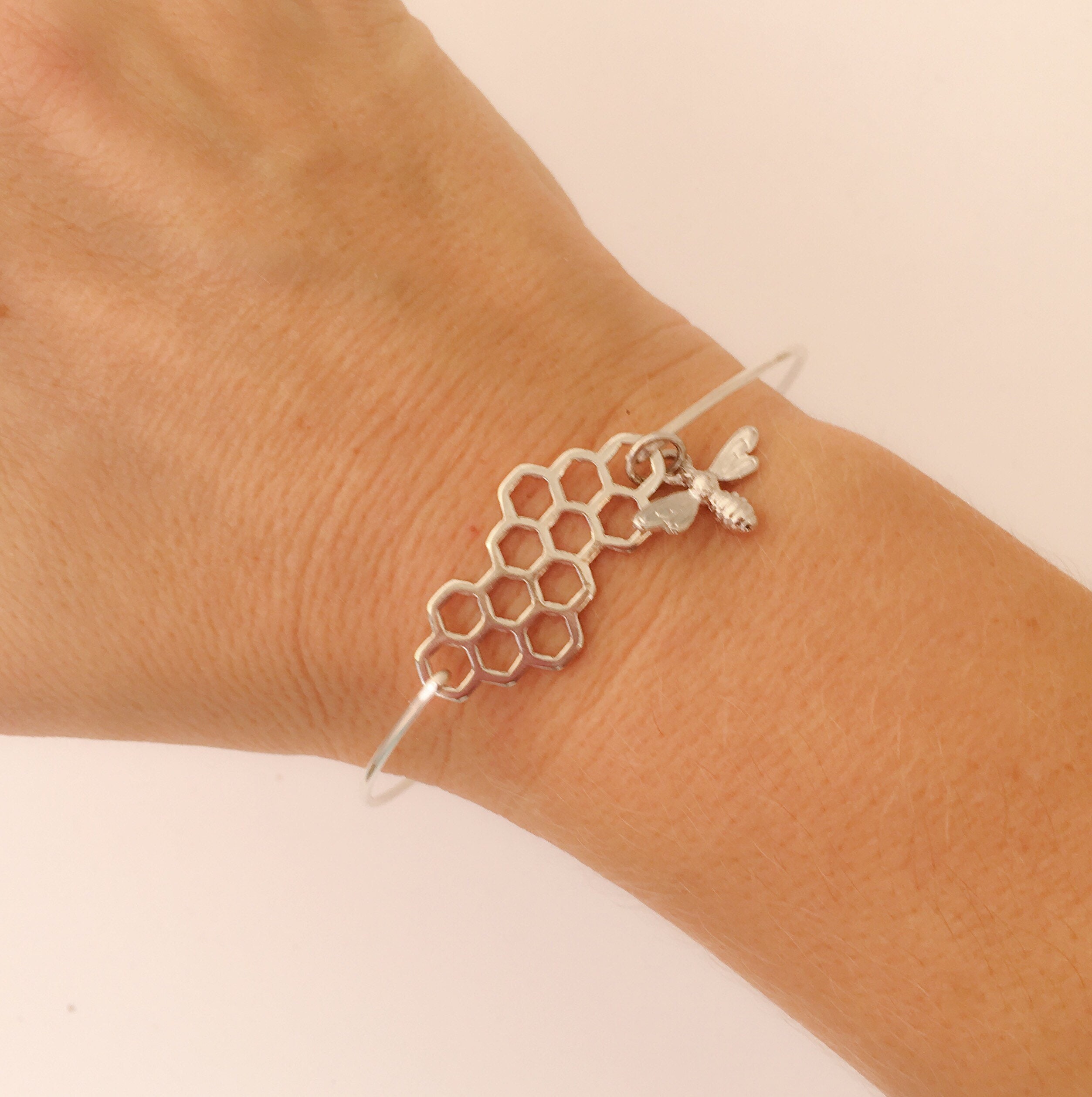 Honeycomb Bracelet Bee Honeycomb Jewelry Bee Bangle - Etsy
