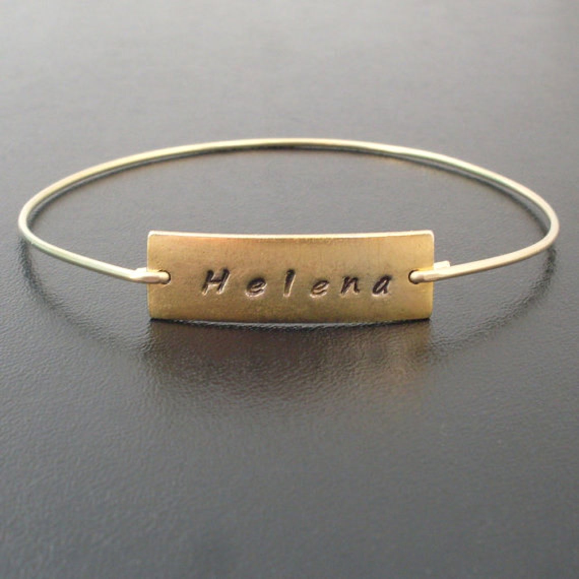 Name Bangle Bracelet, Custom Stamped Bracelet, Custom Gold Bracelet ...