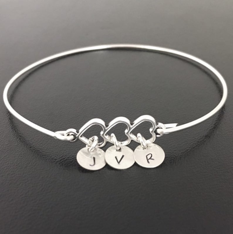 Three Hearts Bracelet 3 Hearts Mom of 3 Bracelet With Kids | Etsy