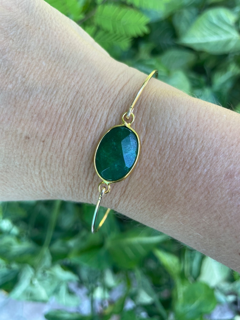 Emerald Bracelet Bangle 14k Gold Filled Emerald Bangle May Birthday ...