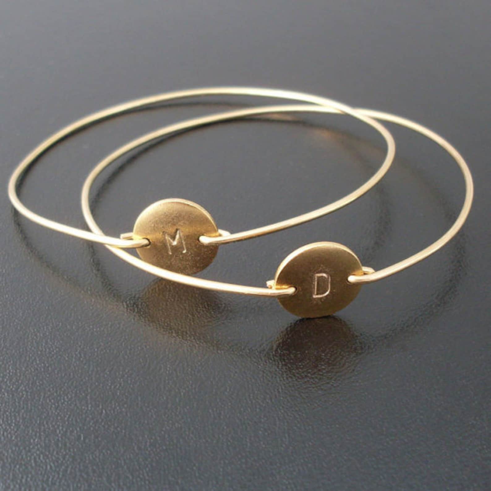 Personalized Initial Bracelet Silver Plated Disc Personalized Bracelet ...