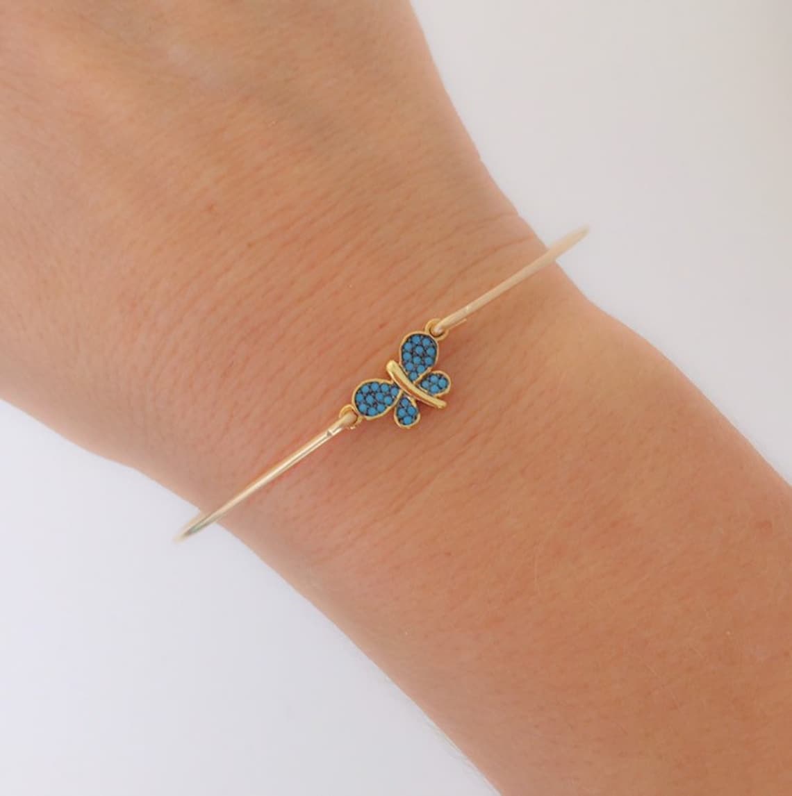Butterfly Bracelet Blue Butterfly Jewelry Butterfly Bangle | Etsy