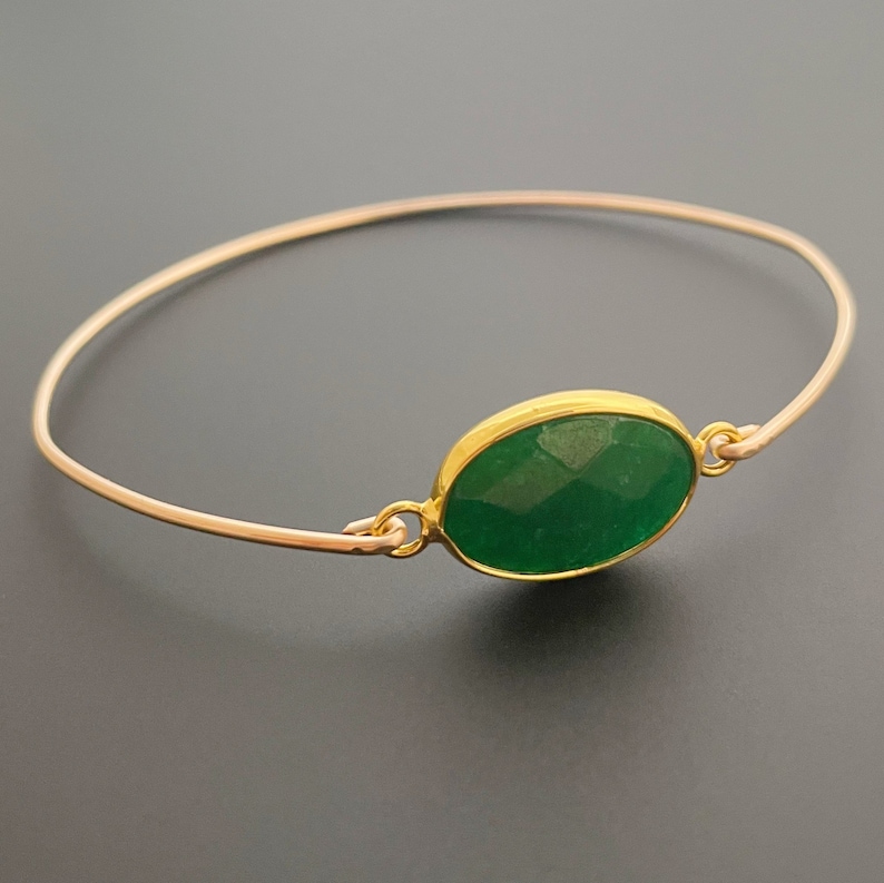 Emerald Bracelet Bangle 14k Gold Filled Emerald Bangle May Birthday ...