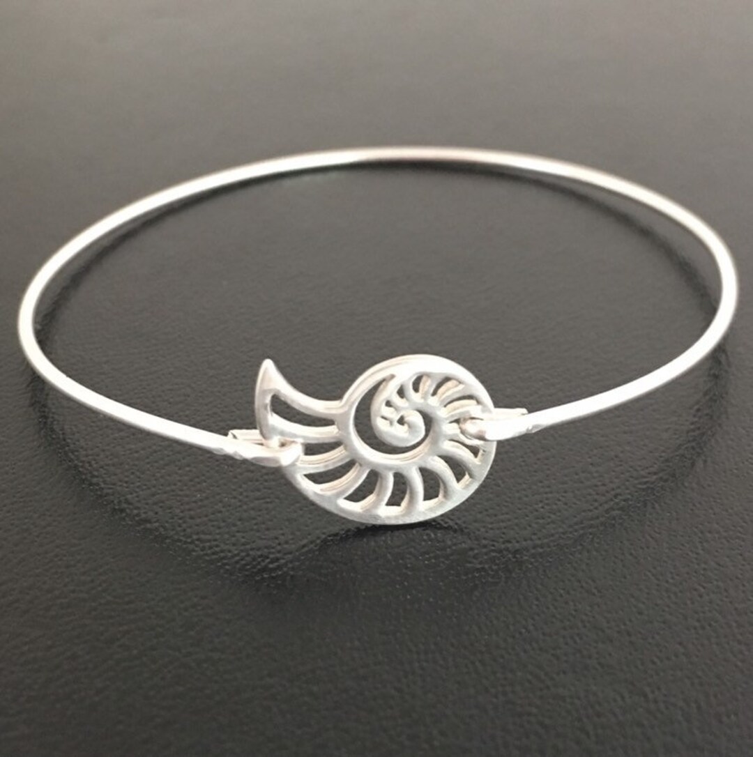 Nautilus Shell Bracelet Sterling Silver Shell Bangle Shell Jewelry ...