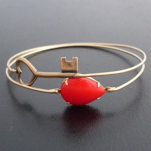 Red Bracelet Red and Gold Tone Bracelet, Red and Gold Tone Jewelry, Red ...
