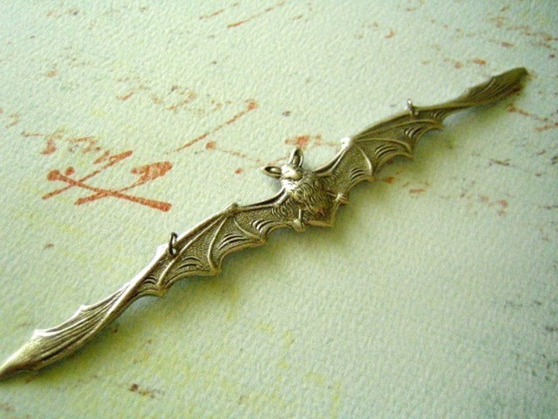 1 PC 120mm Long Vintage Sterling Silver Plated Brass Bat Finding in ...