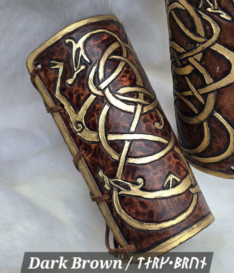 Gilded Urnes Viking Bracers - Pair - Etsy