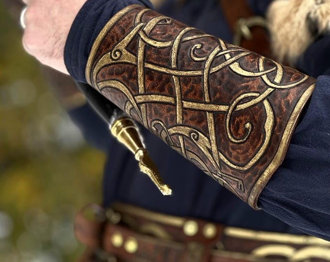 Gilded Urnes Viking Bracers - Pair - Etsy