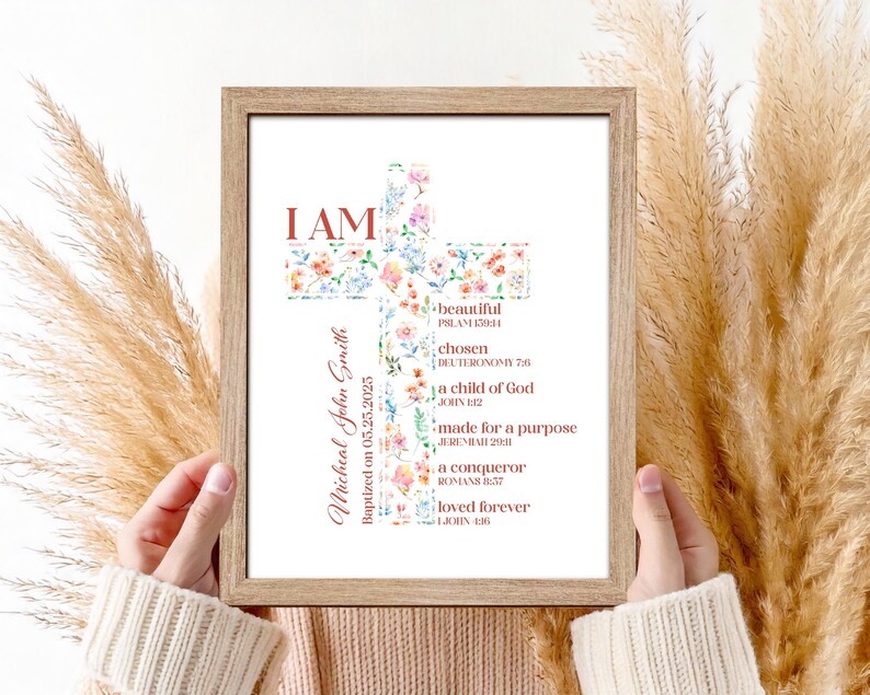 Floral Confirmation Gift for Girl,bible Verse Cross Wall Sign,baptism ...