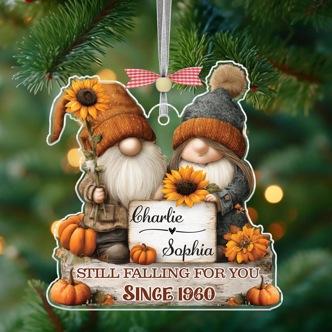 Custom Gnomes Christmas Ornament,gnome Couple Growing Old Together ...