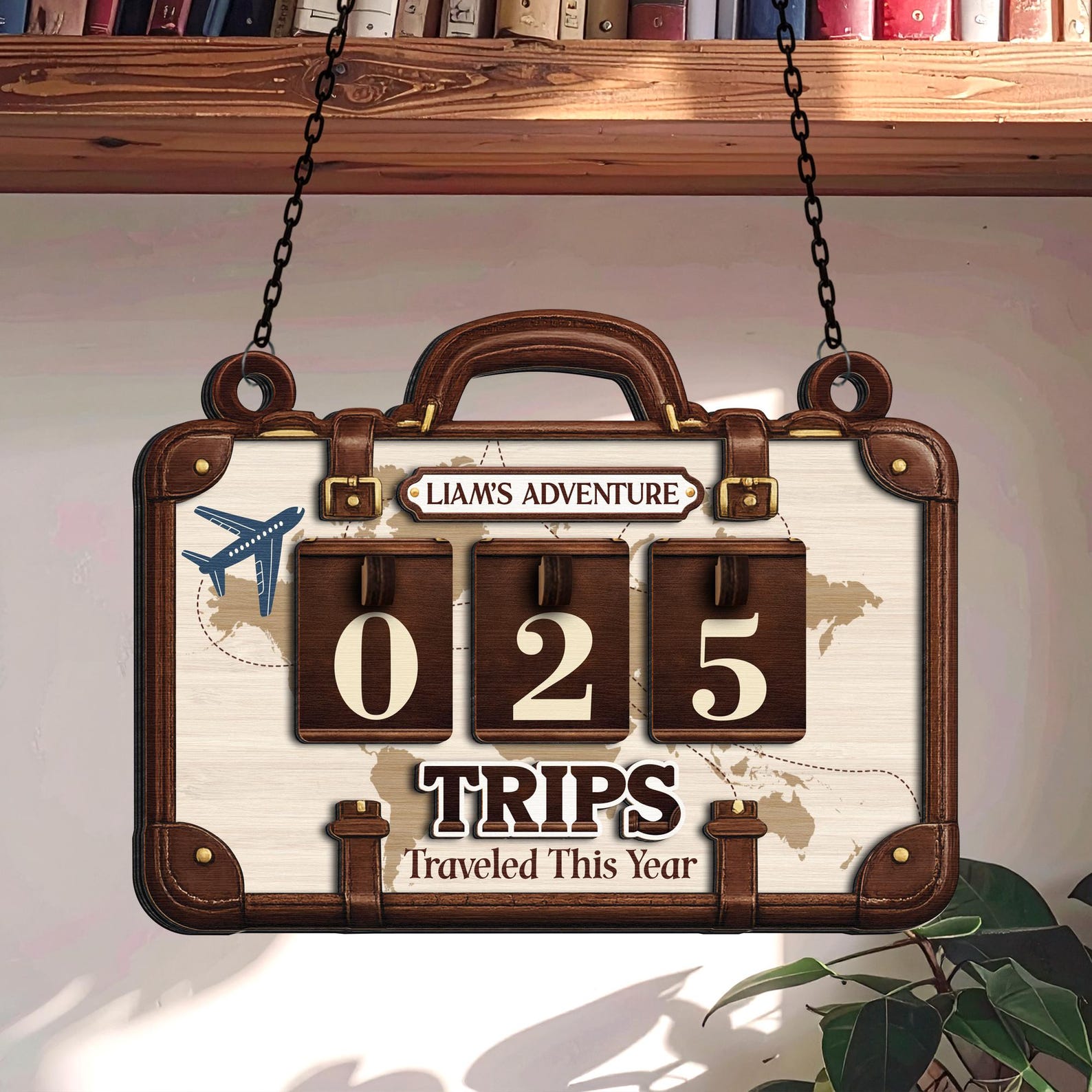 Custom Travel Trip Tracker Sign,journey Counter,travel Log Decor ...